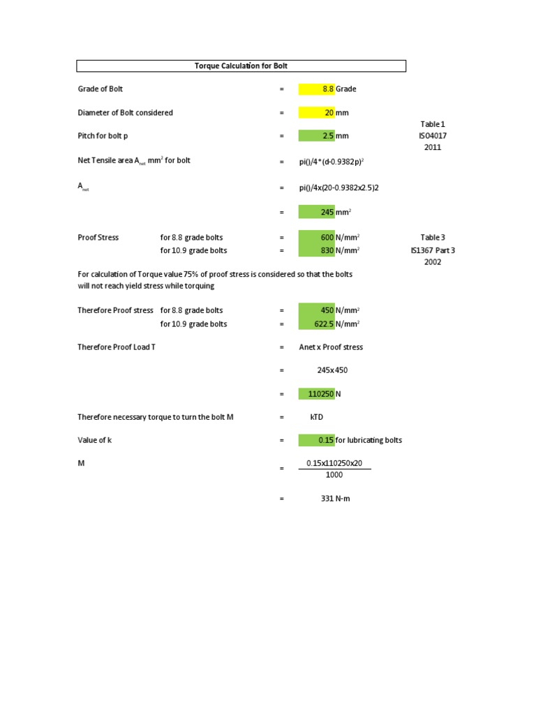 Torque Calculation For Bolt | PDF | Chemical Product Engineering ...