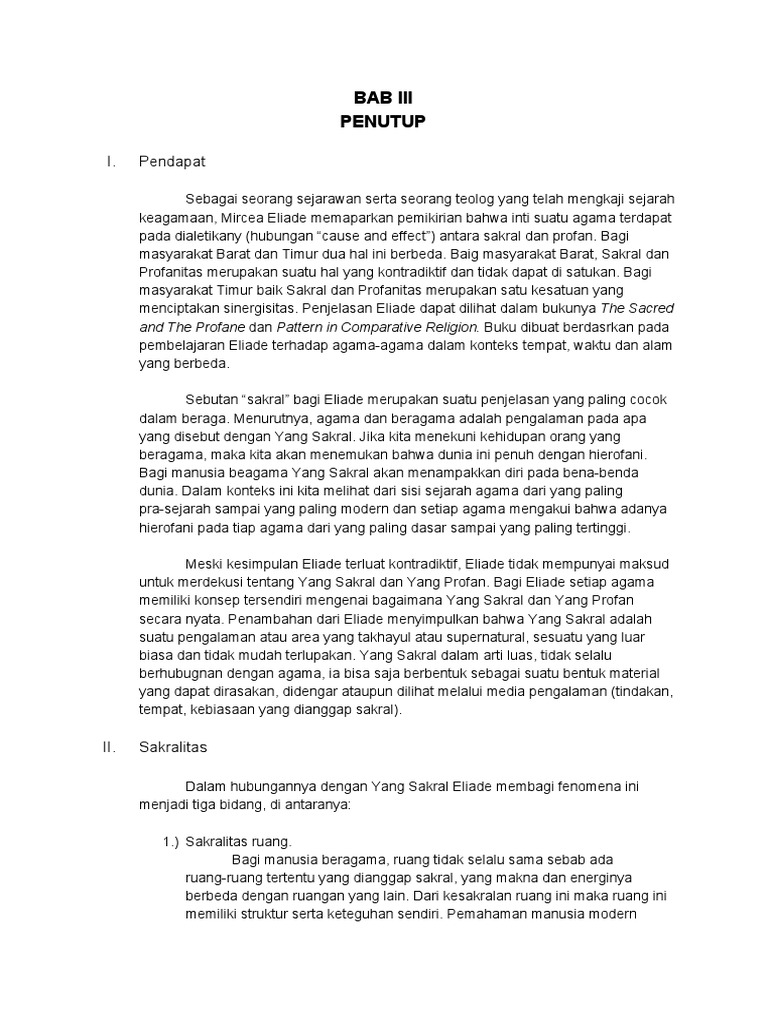 BAB 3 Penutup MIRCEA ELIADE | PDF