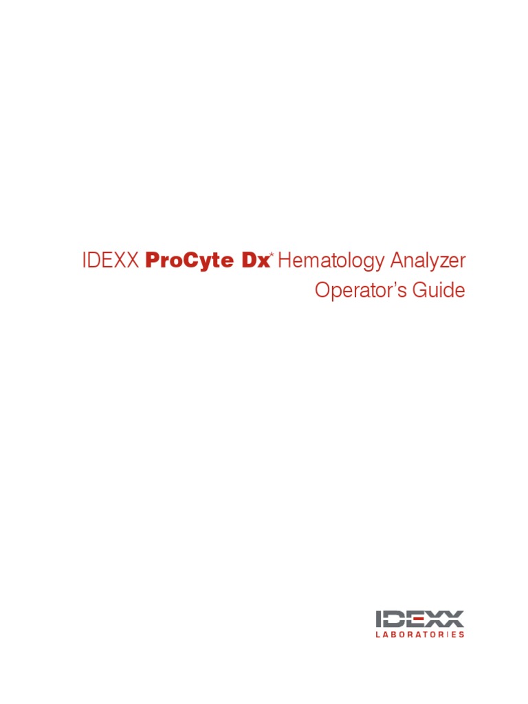 Idexx Procyte DX Hematology Analyzer Operator'S Guide | PDF | Flow ...
