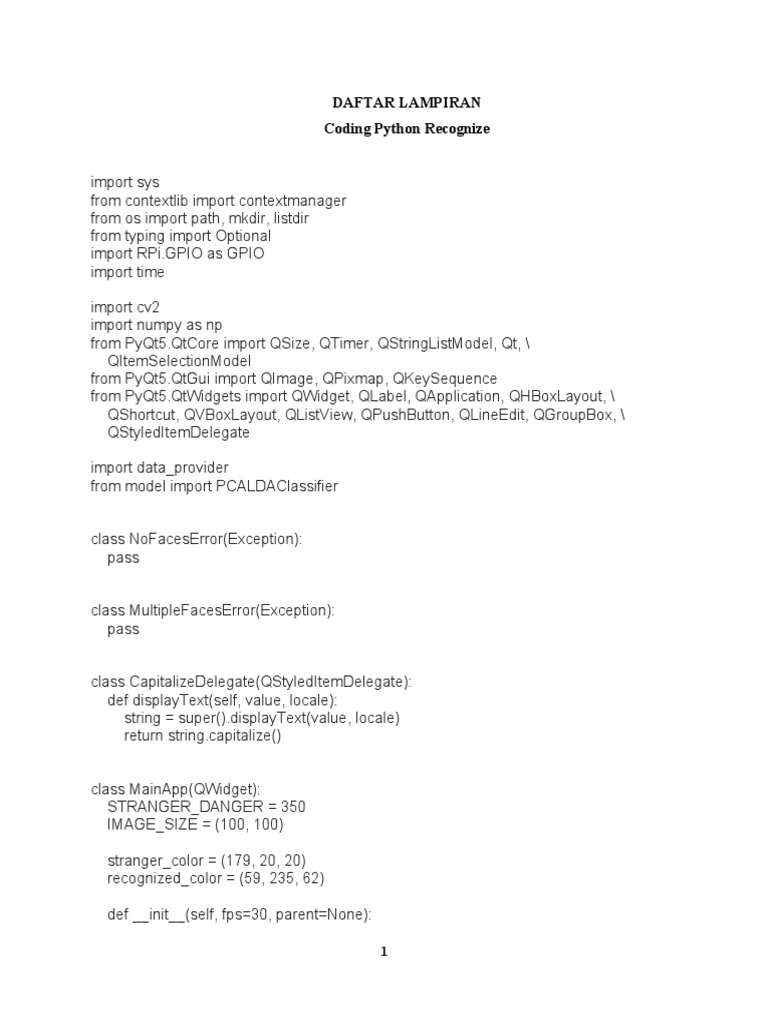 Daftar Lampiran Coding Python Recognize | PDF | Computer Architecture | System Software