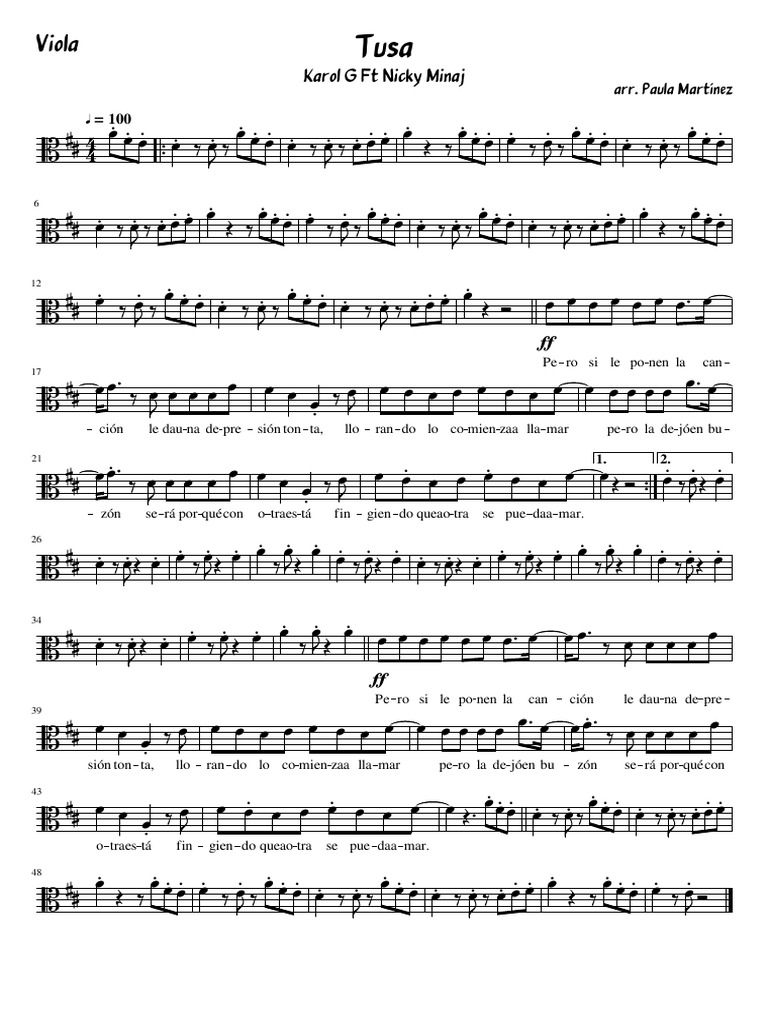 Tusa - Karol G, Nicki Minaj - Viola PDF | PDF