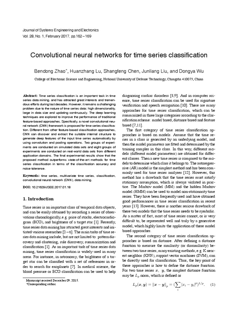 Convolutional Neural Networks For Time Series Classification | PDF ...
