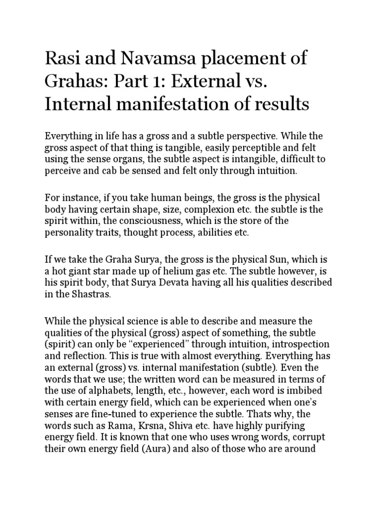 Rasi and Navamsa Placement of Grahas | PDF | Hindu Astrology | Astrology