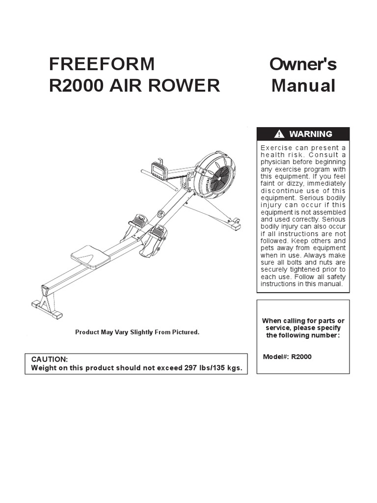 Owner's Manual Freeform R2000 Air Rower: Warning | PDF | Heart Rate | Screw