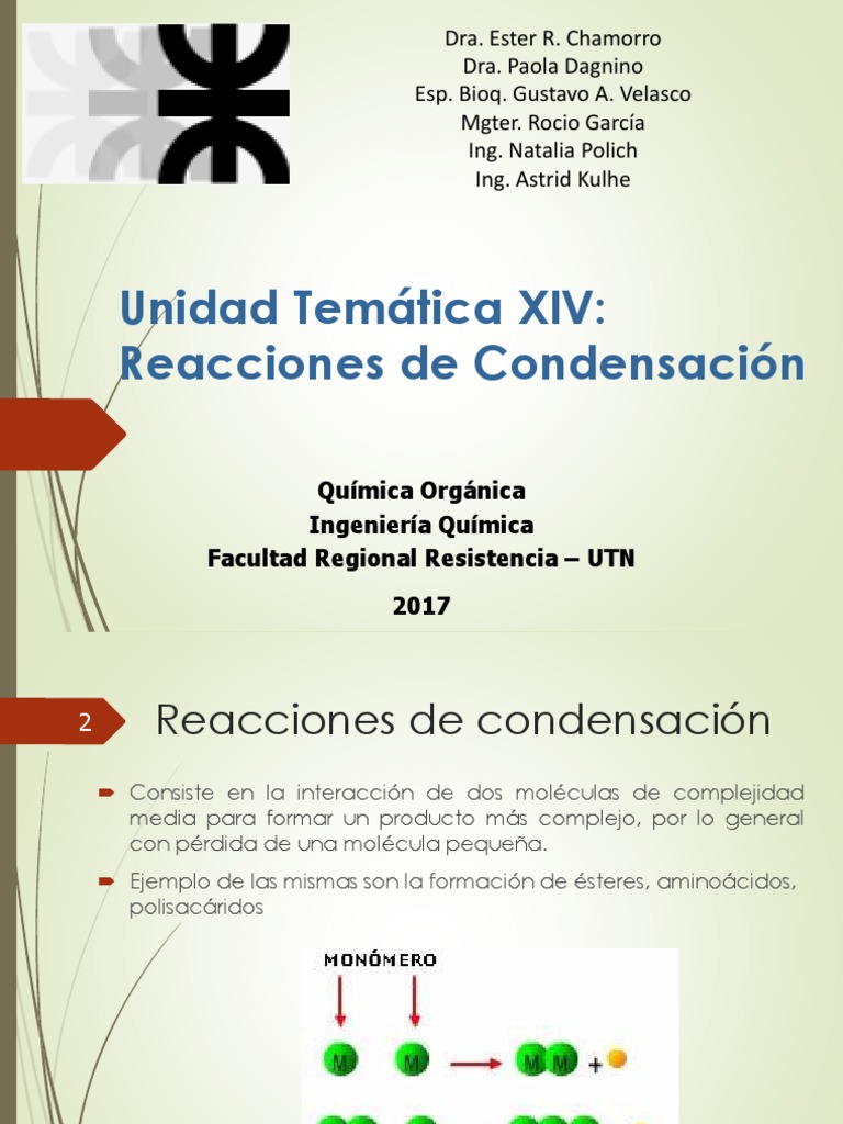 Tema XIV Reacciones de Condensación 2017 | PDF | Ester | Ácido