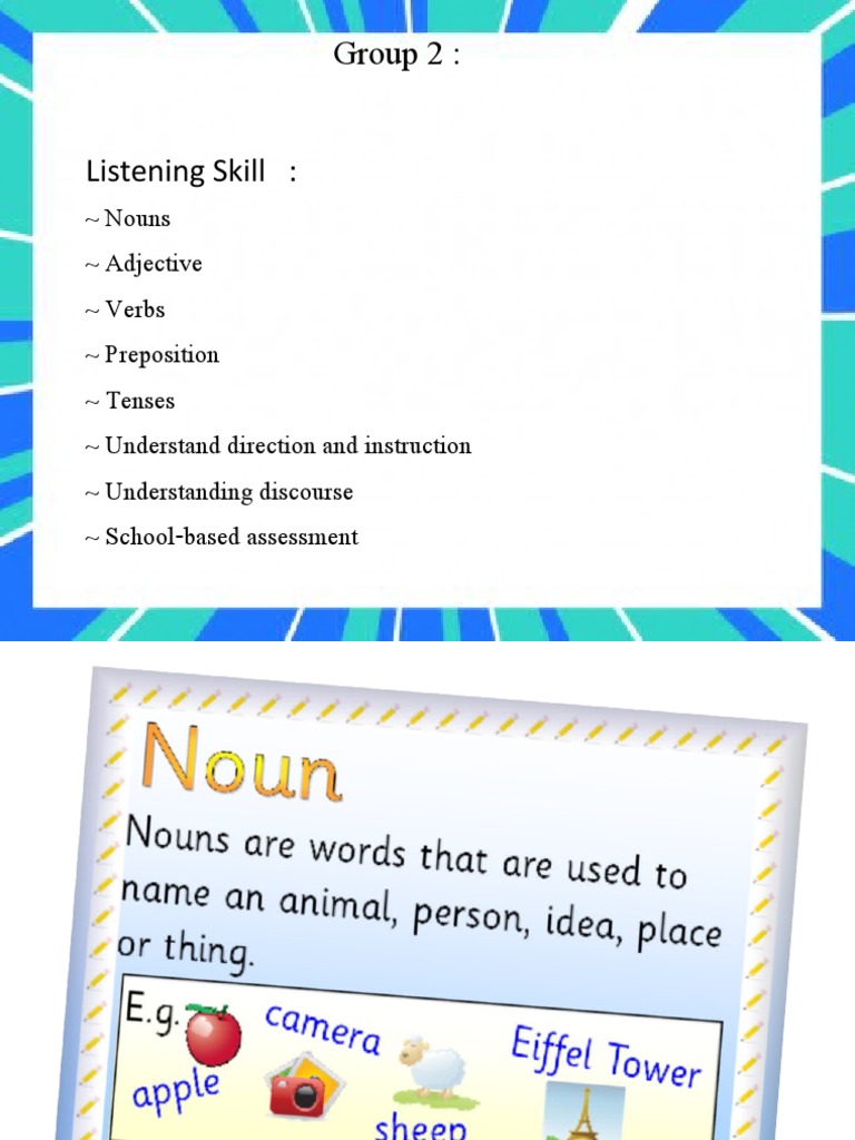 Nouns Adjective Verbs Preposition Tenses Understand Direction and ...