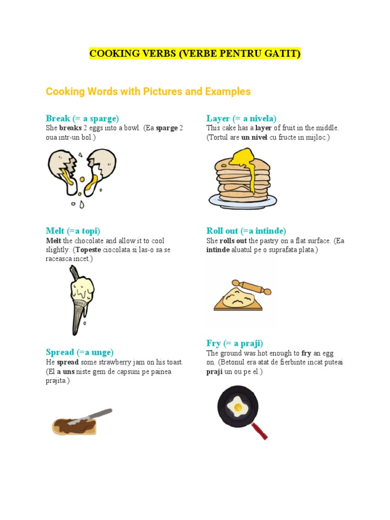 Cooking Verbs and Tools Guide | PDF | Foods | Cooking
