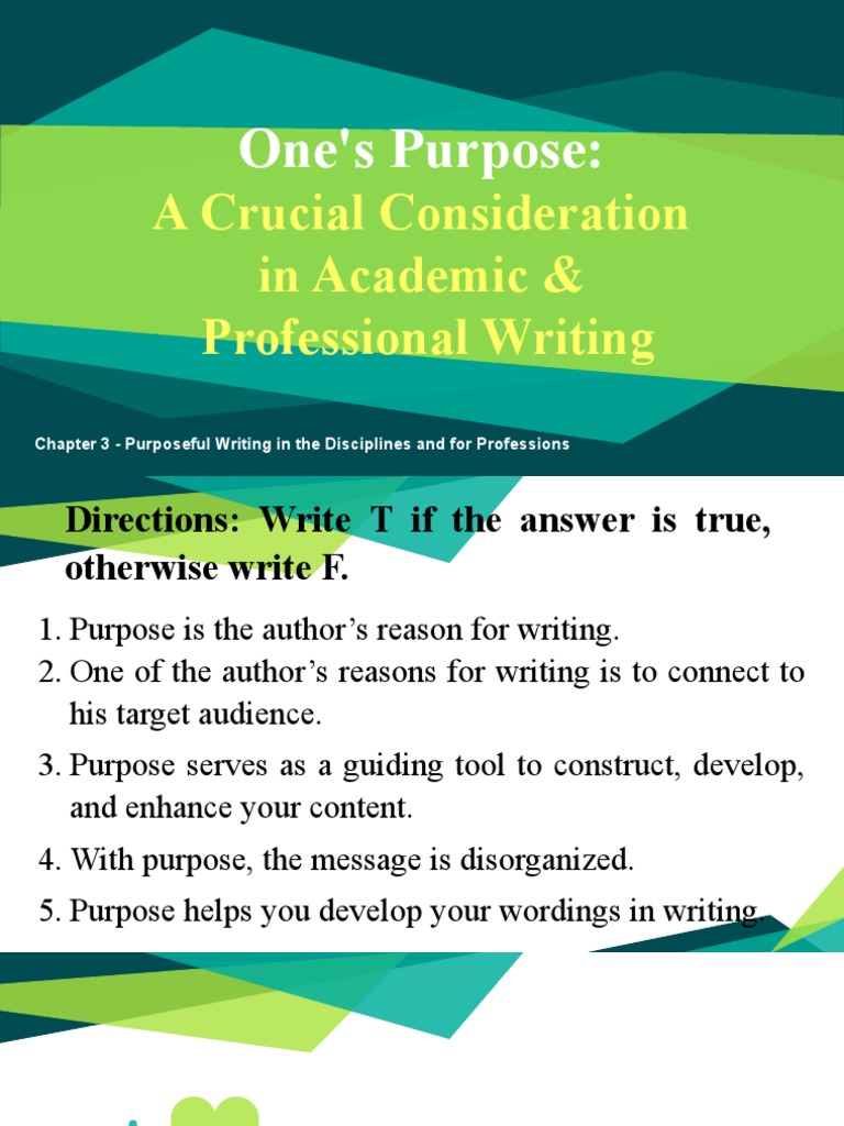 5 Purpose in Academic Professional Writing | PDF | Essays | Narrative