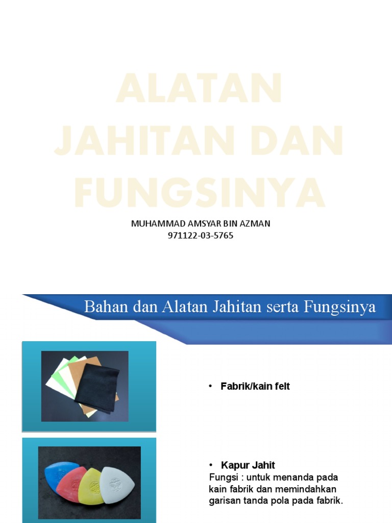 Alatan Jahitan Dan Fungsi | PDF