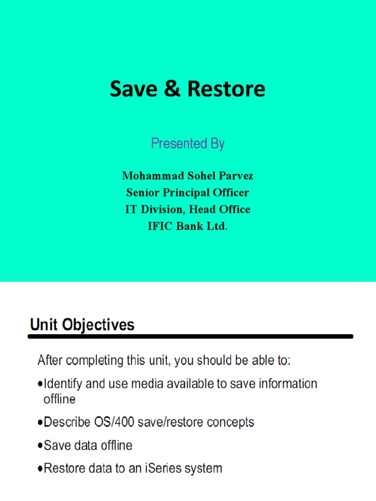 06 - Save & Restore | PDF