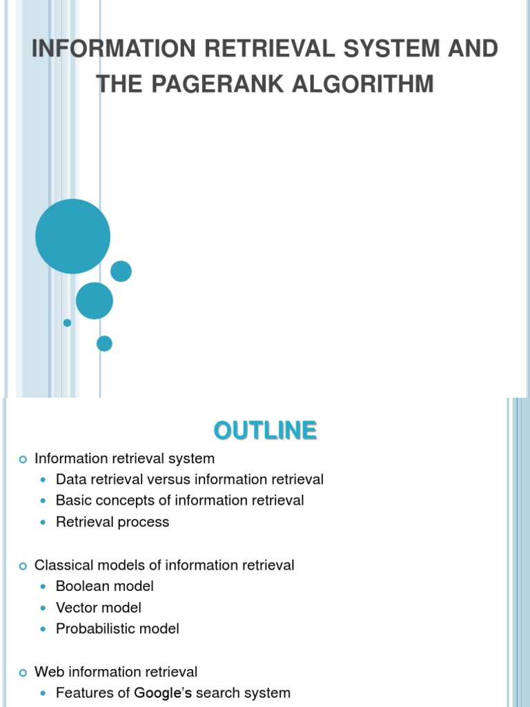 Information Retrieval System and The Pagerank Algorithm | Download Free ...
