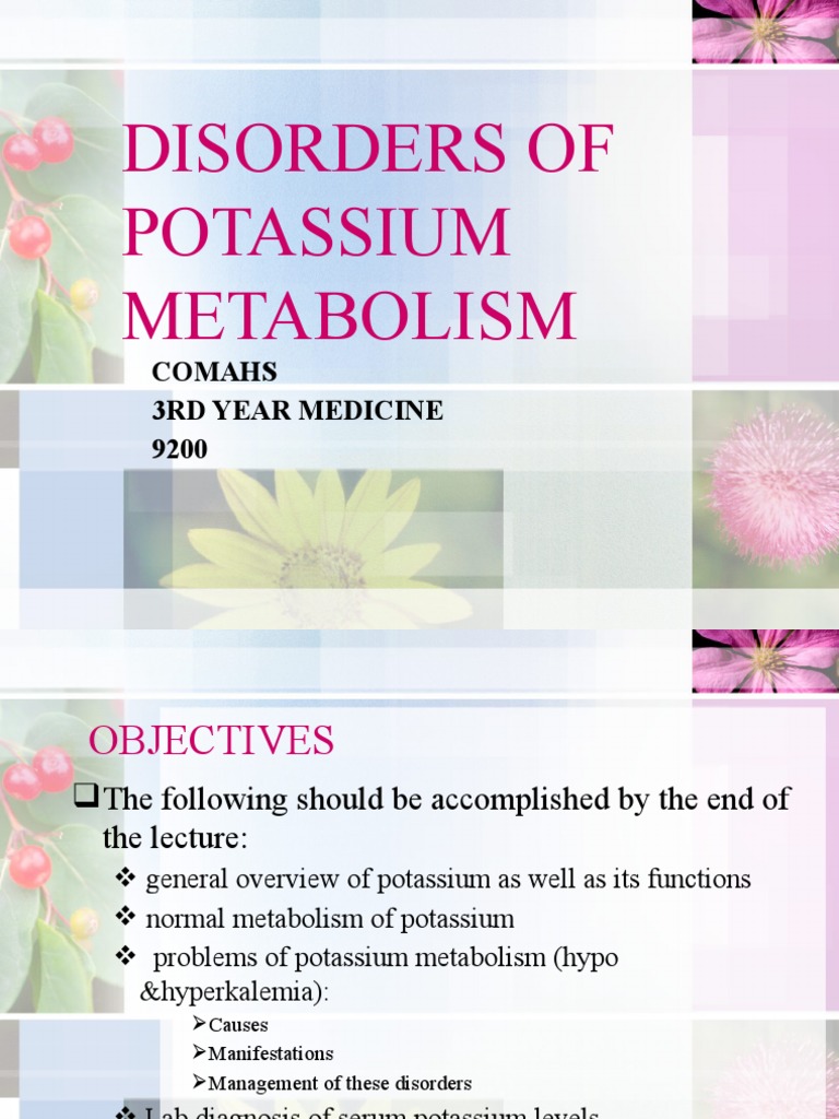 Disorders of Potassium Metabolism Presentation | PDF | Physiology ...