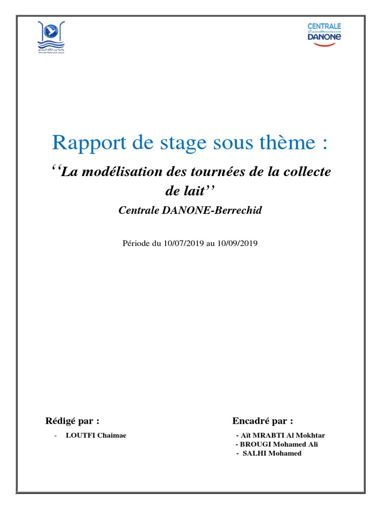 Rapport de Stage Centrale DANONE - LOUTFI Chaimae | PDF | Laitages | Transport