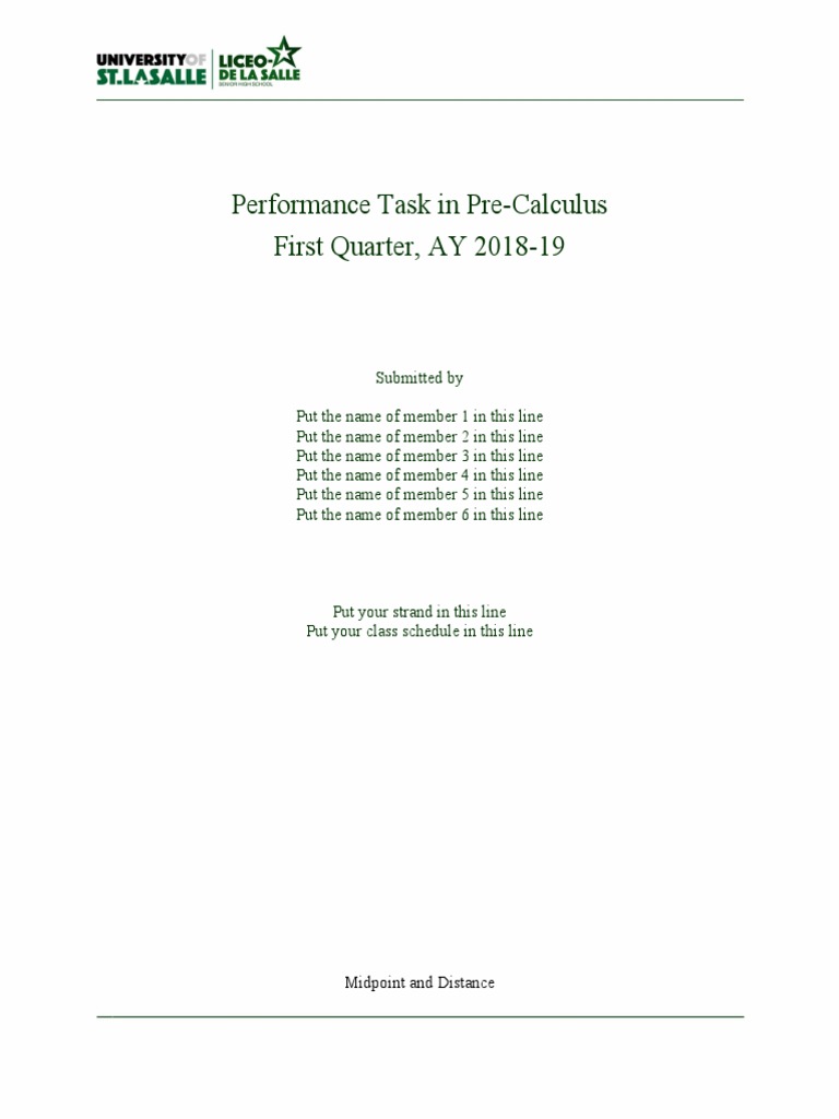 Pre Calculus Performance Task 1st Quarter | PDF