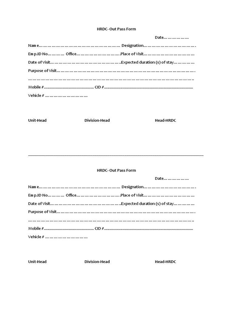 HRDC Out Pass | PDF