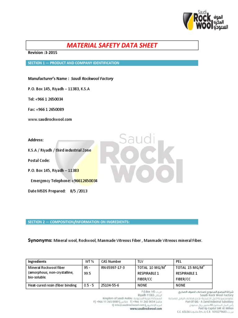 Rockwool MSDS Guide | PDF