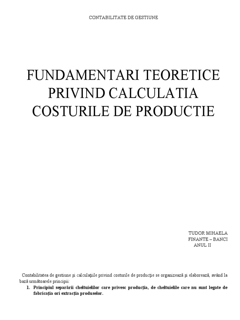 Contabilitate de Gestiune | PDF