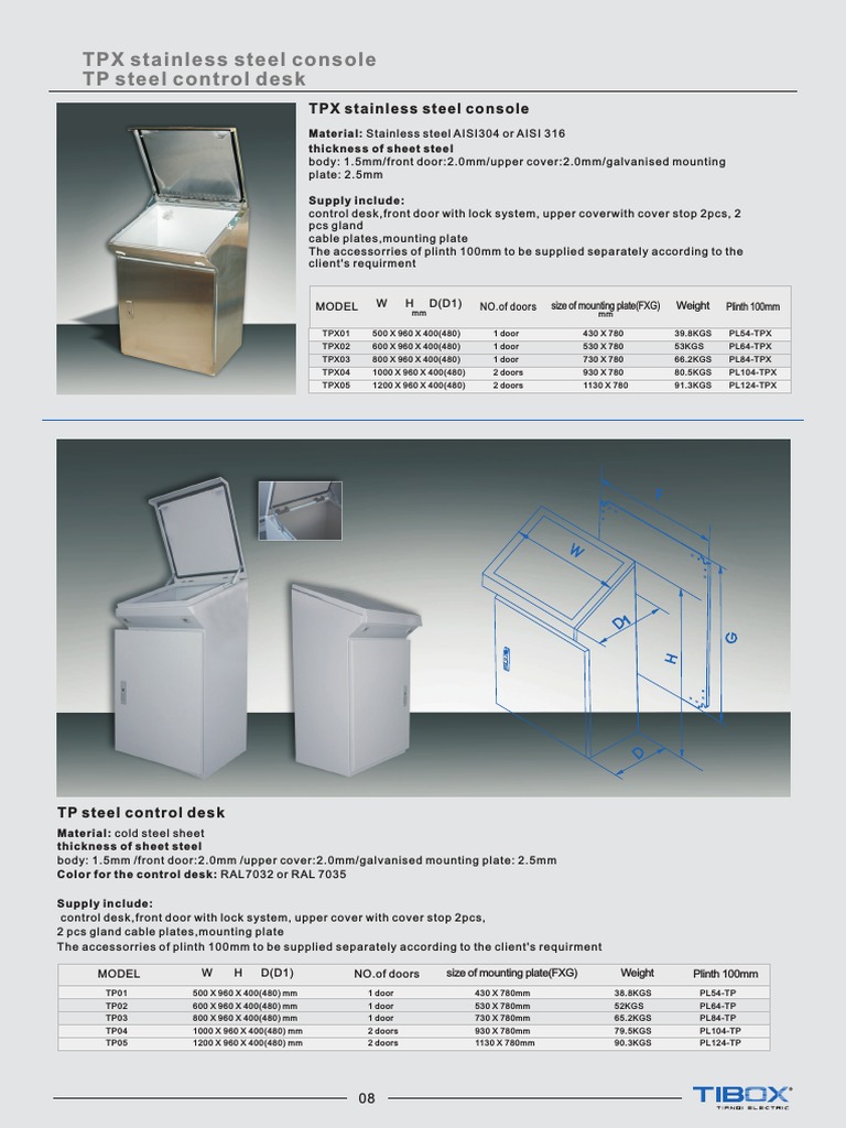 TP Steel Control Desk TPX Stainless Steel Console | PDF | Door | Metals