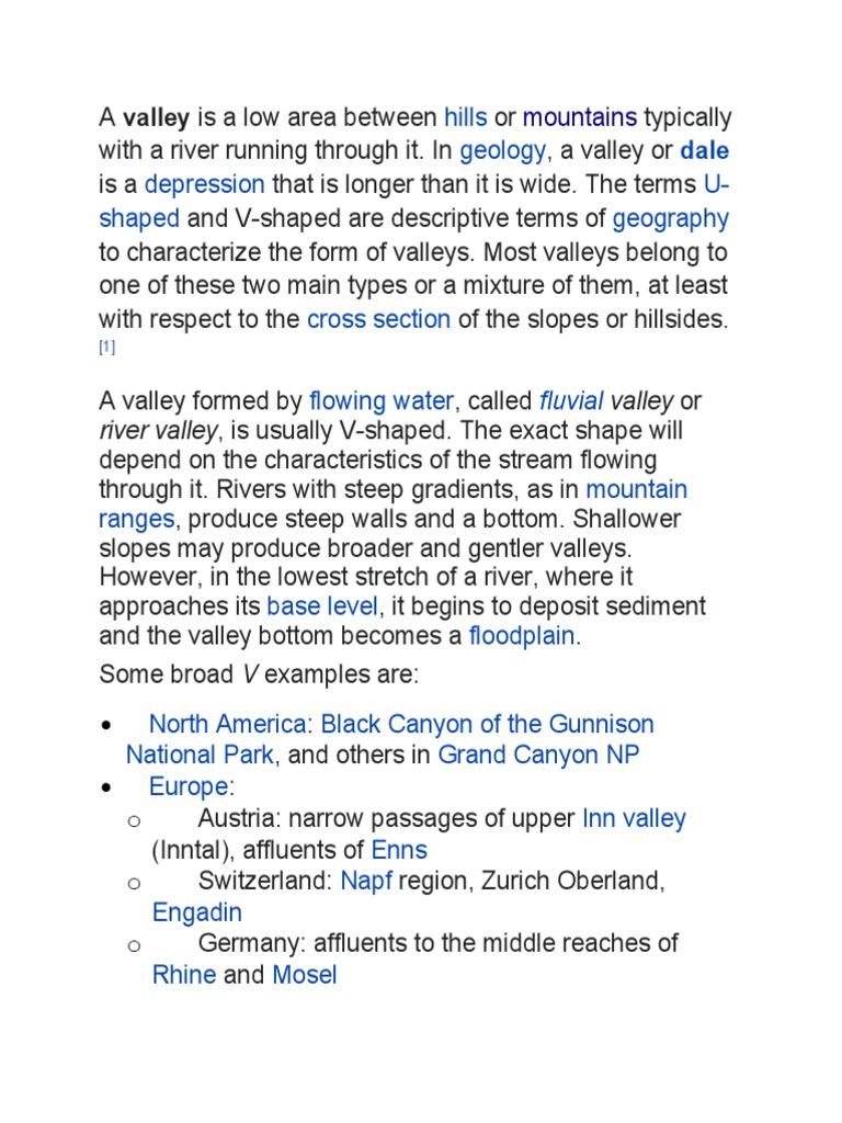 Hills Geology Depression U-Shaped Geography: Valley or River Valley, Is ...