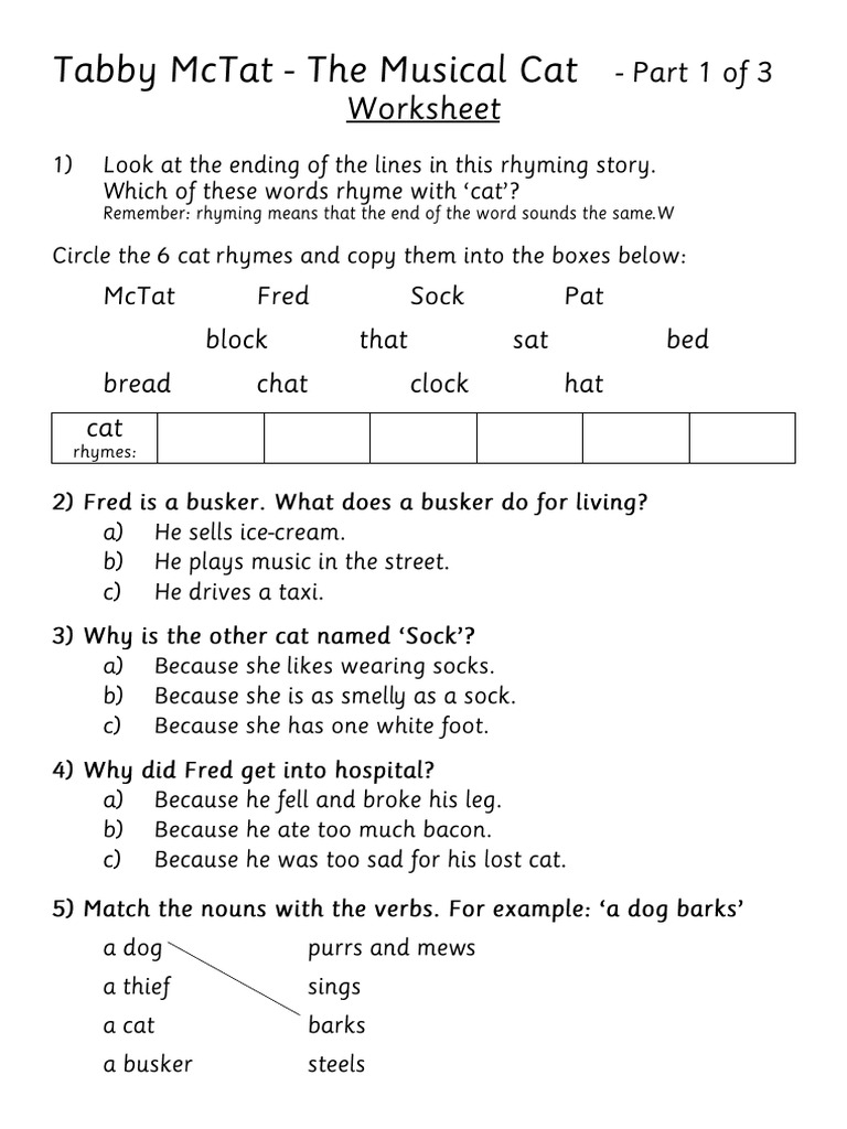 Tabby McTat (Part 1 of 3) - Worksheet | PDF