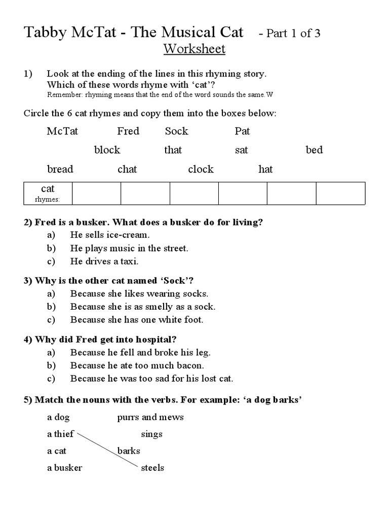 Tabby McTat (Part 1 of 3) - Worksheet | PDF