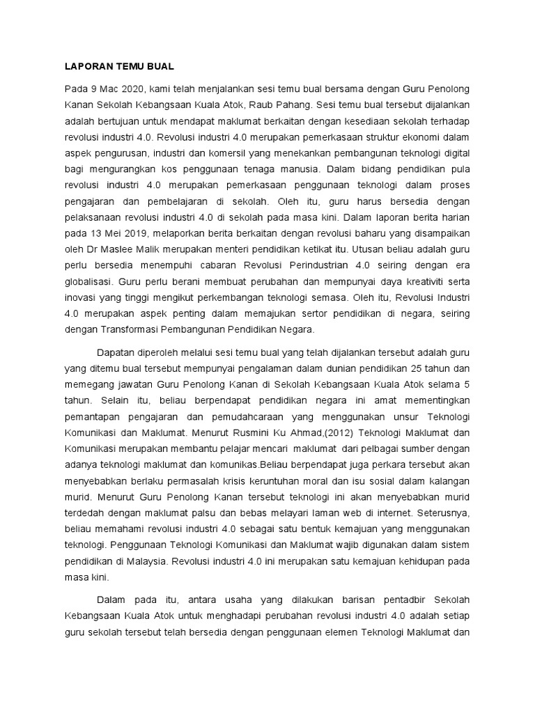 Laporan Temu Bual | PDF