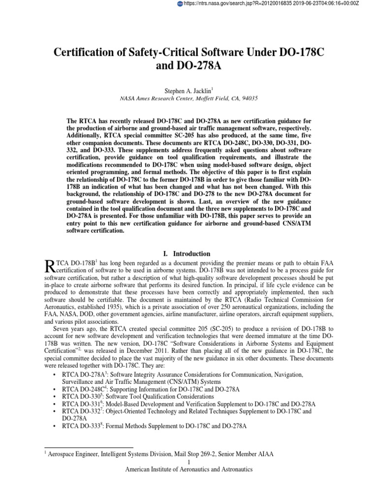 Certification of Safety-Critical Software Under DO-178C and DO-278A ...