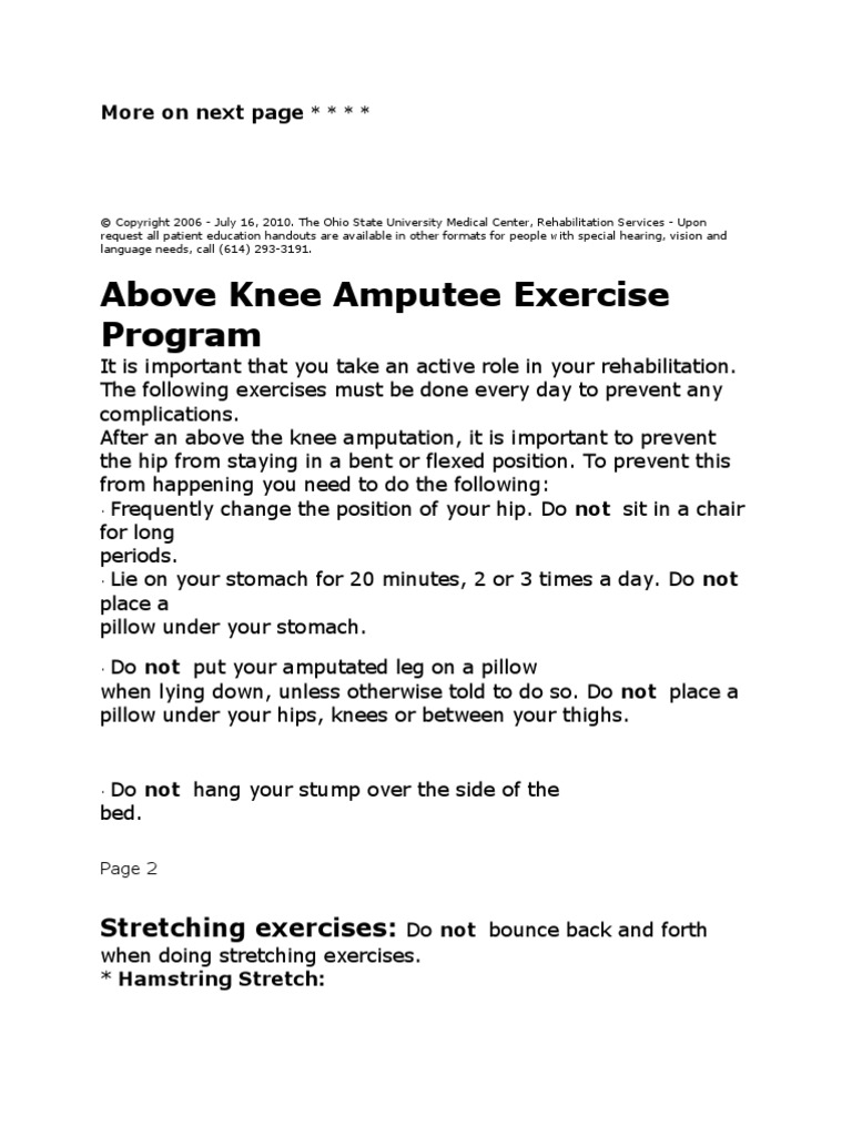 Above Knee Amputation Exc PDF | PDF | Anatomical Terms Of Motion | Hip