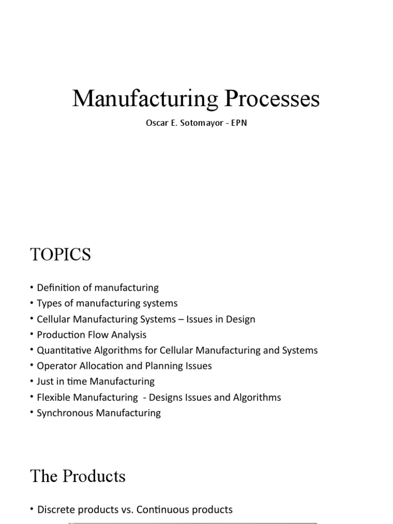 Manufacturing Processes-Lecture 1 | PDF | Inventory | Economies