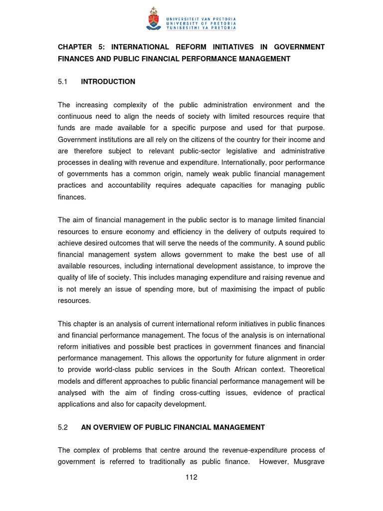 Chapter 5: International Reform Initiatives in Government Finances and ...