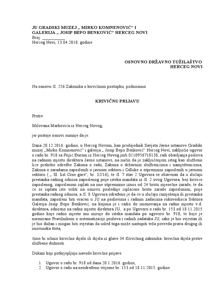Krivična Prijava - Muzej | PDF