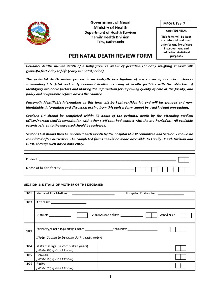 7 Tools Hospital PDR Form | PDF | Prenatal Development | Childbirth