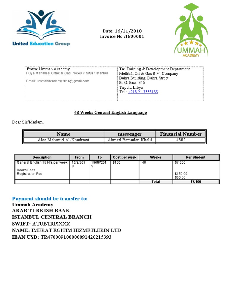 Invoices For UEG Istanbul | Download Free PDF | Payments | Financial ...