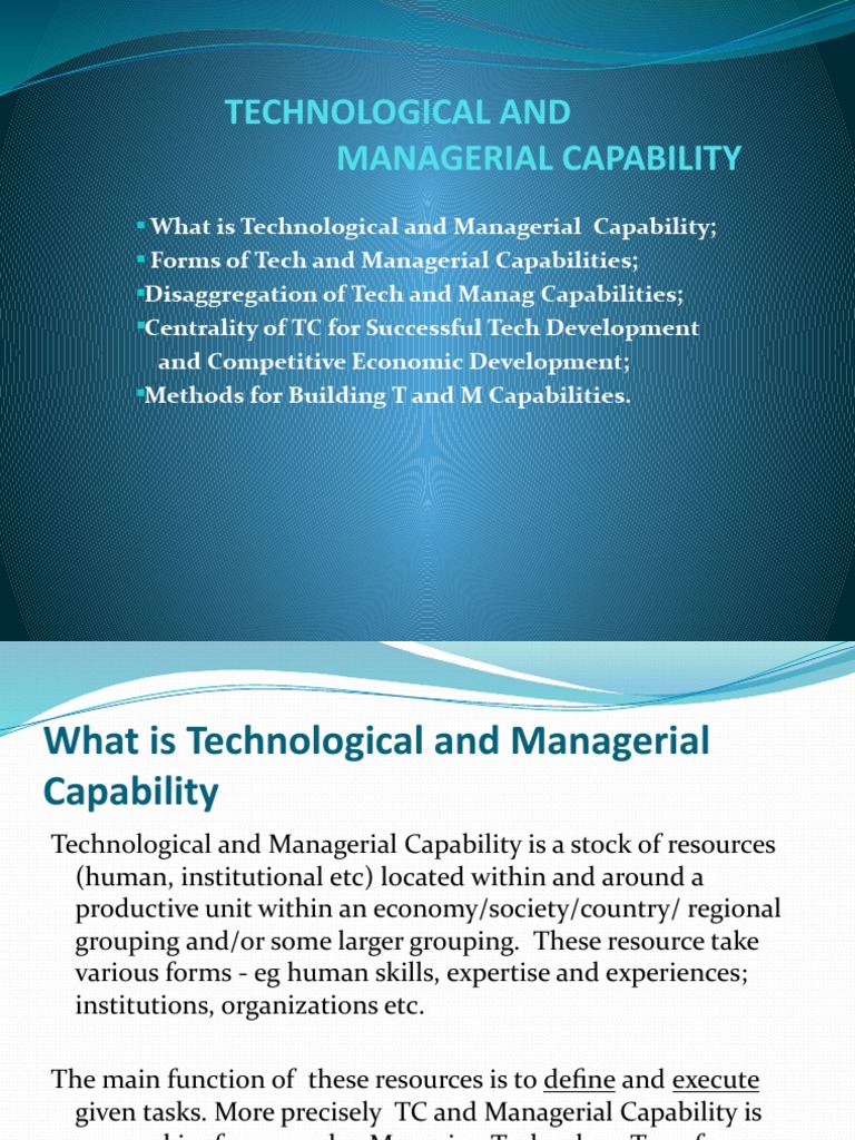 Technological Capability | PDF | Innovation | Resource