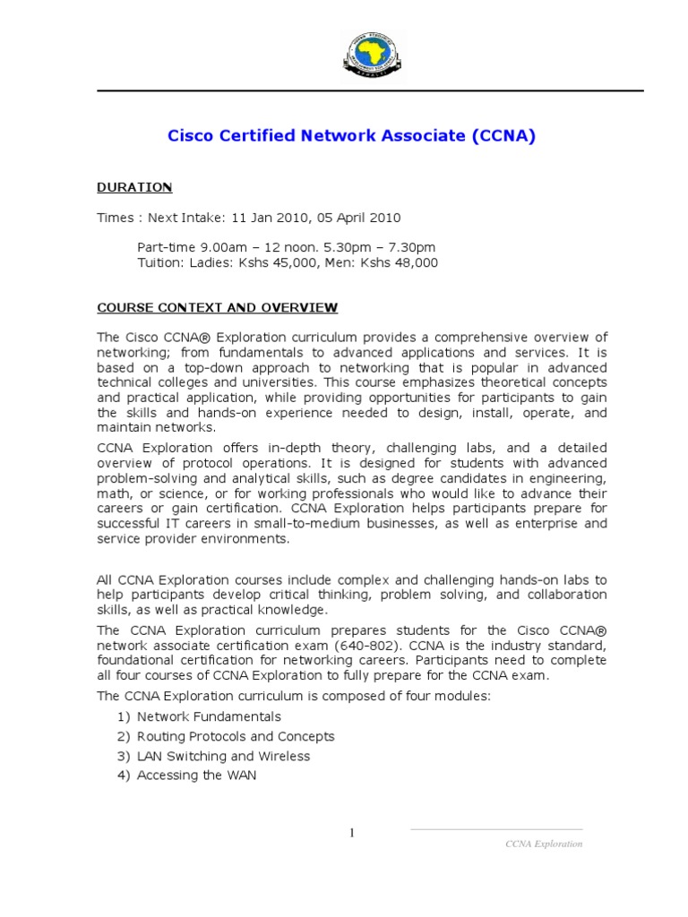 OUTLINE Ccna Exploration | PDF | Cisco Certifications | Network Switch