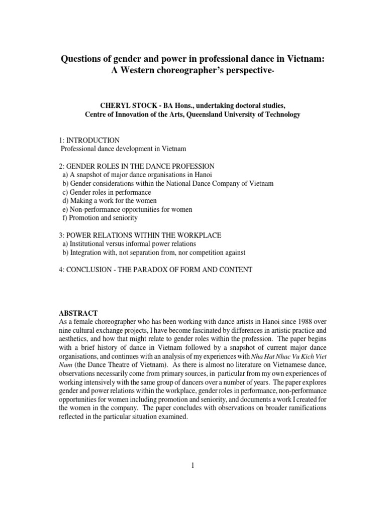 Gender In Vietnamese Dance Pdf Dances Vietnam