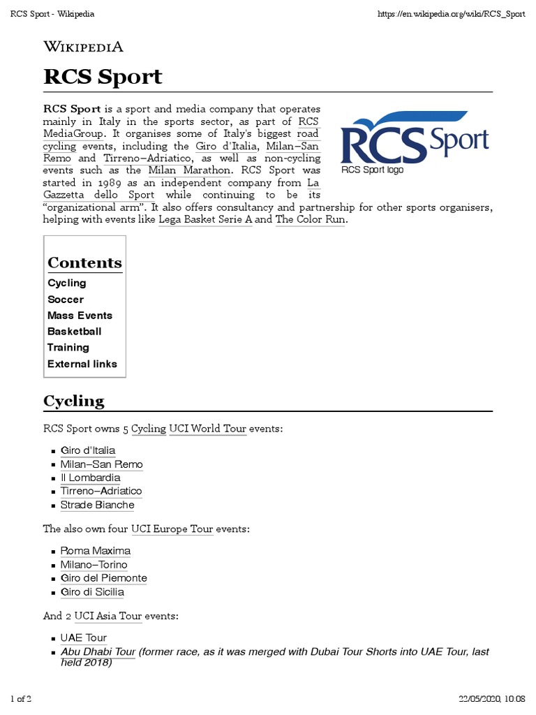 RCS Sport - Wikipedia | PDF | Cycle Racing | Sports
