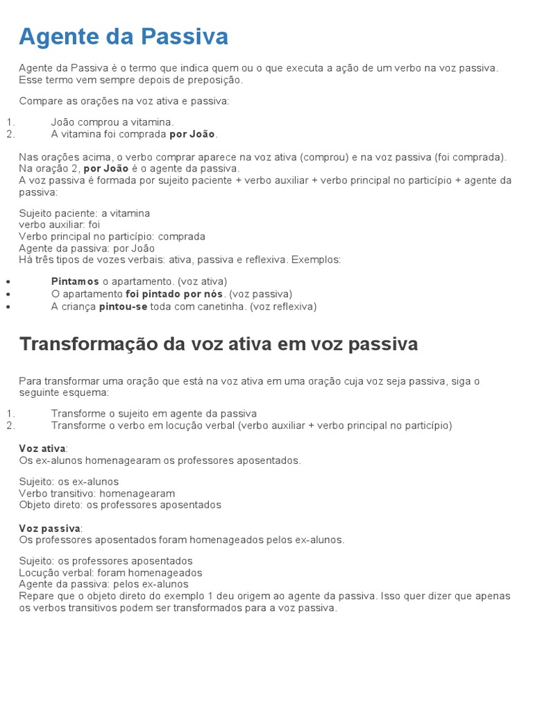 Agente Da Passiva | PDF