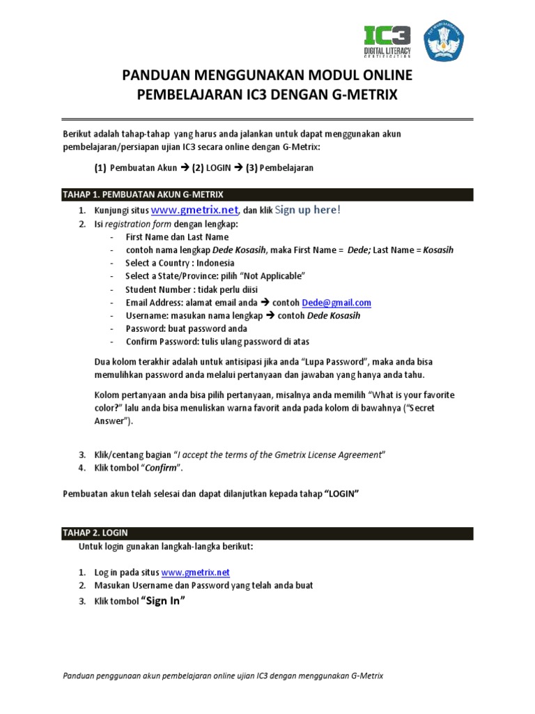 Manual GMETRIX (Sederhana) | PDF | Komputer