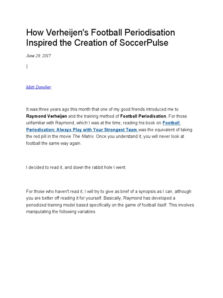 How Verheijen's Football Periodisation Inspired The Creation of ...