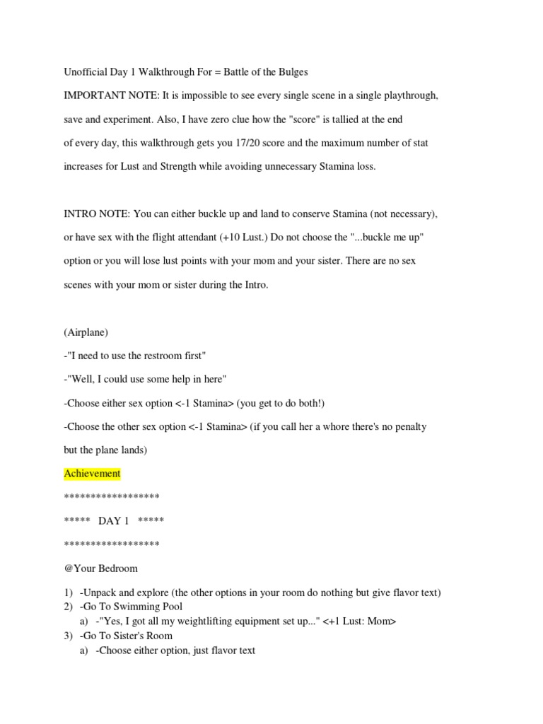 Day 1 Walkthrough: Battle of the Bulges | PDF