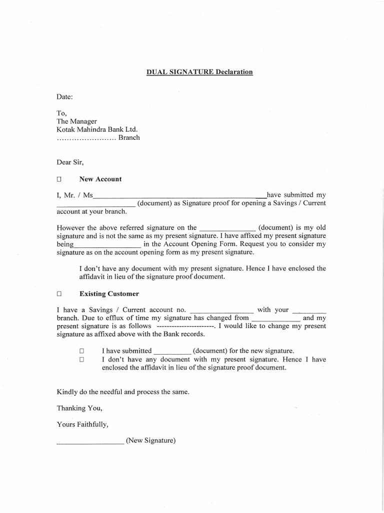 Dual Signature Declaration | PDF