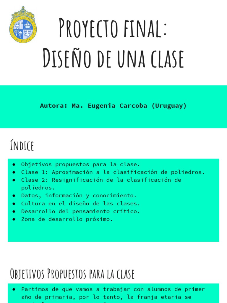 Proyecto Final - Diseño de Una Clase | PDF | Educación primaria ...
