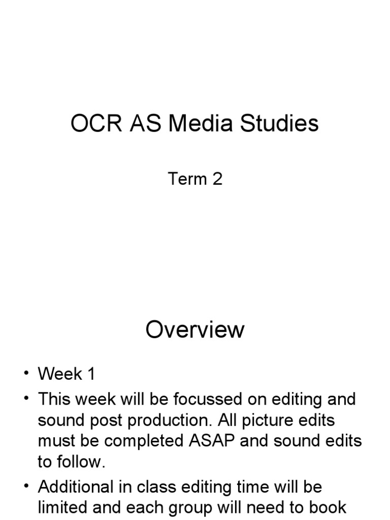 OCR As Media Studies Editing | PDF | Career & Growth | Art