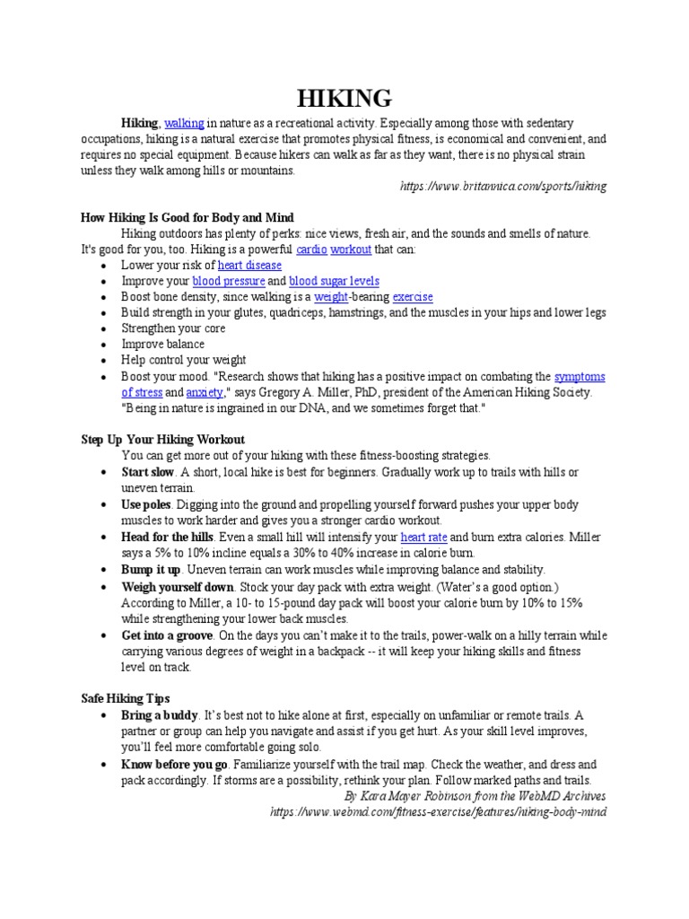 Hiking | PDF | Hiking | Physical Fitness