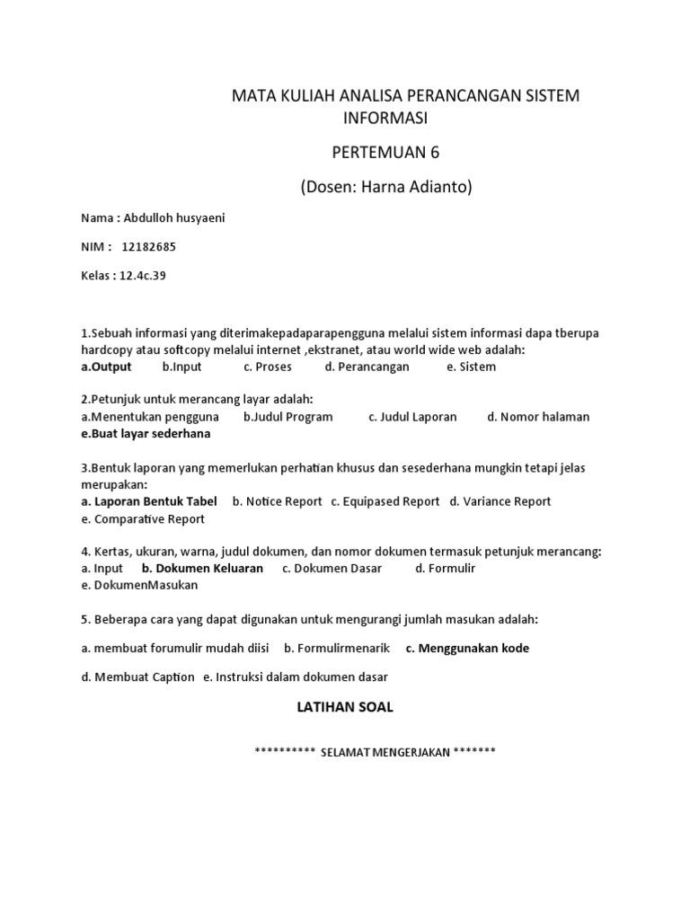 Soal Dan Latihan Pert 6 (APSI) | PDF