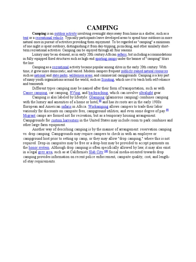 CAMPING | PDF | Camping | Youth Movements