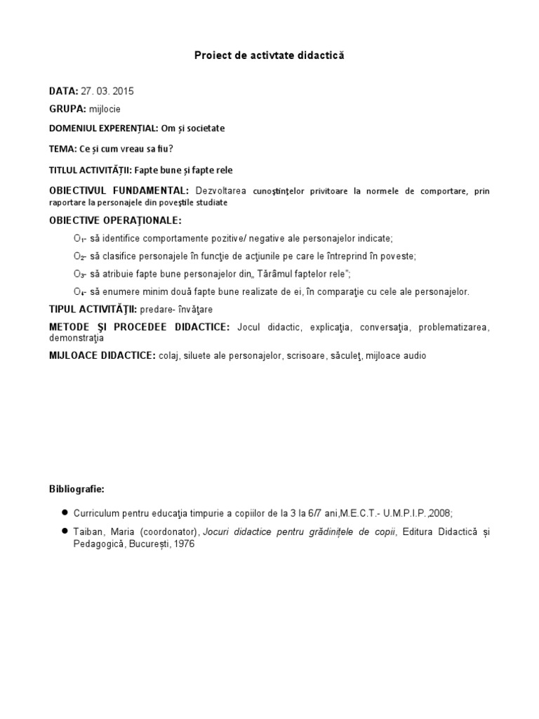 Proiect Didactic Lectie Finala Dos | PDF