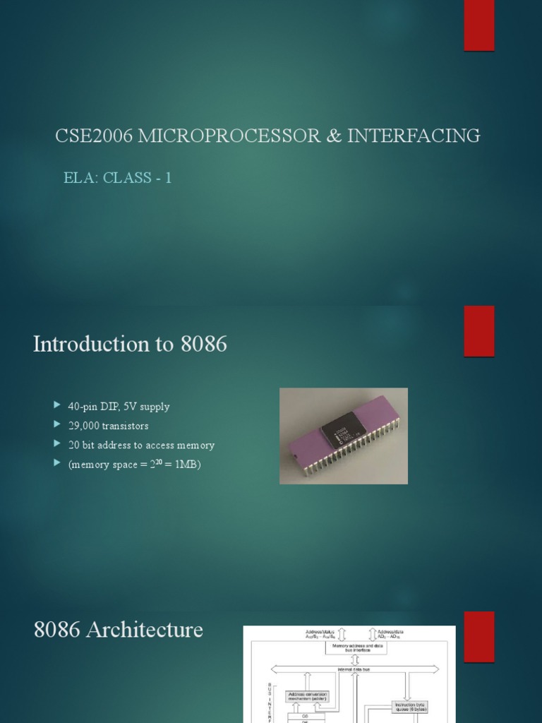 Cse2006 Microprocessor & Interfacing: Ela: Class - 1 | PDF | Computer Programming | Central ...