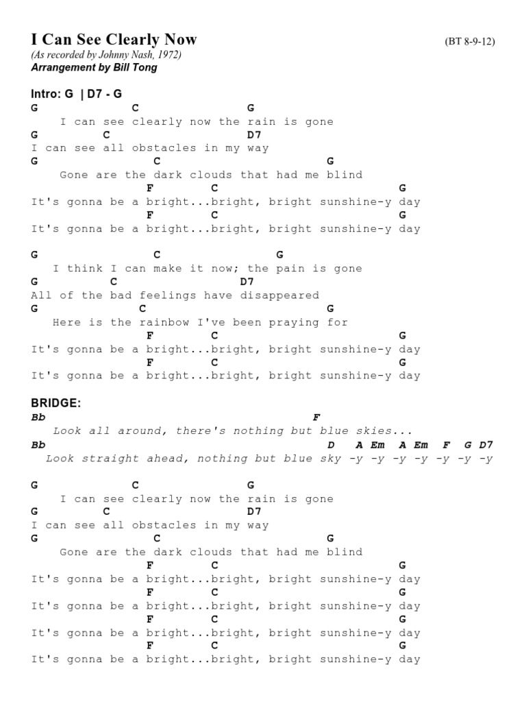 I Can See Clearly Now in G PDF | PDF